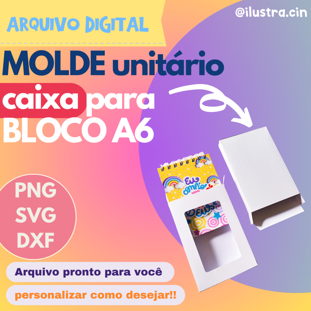 arquivo digital MOLDE UNITÁRIO CAIXA PARA CANECA – Ilustra.Cin