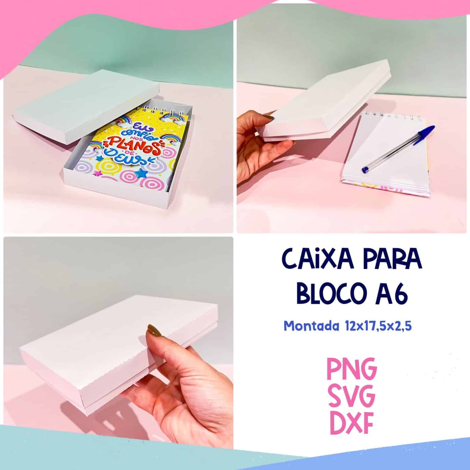 arquivo digital MOLDE UNITÁRIO CAIXA PARA BLOCO A6 – Ilustra.Cin